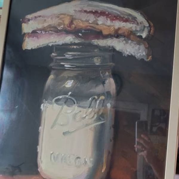 PBJ & Jar of Milk 18x24 - NOAH VERRIER Original Still Life Oil Painting ...