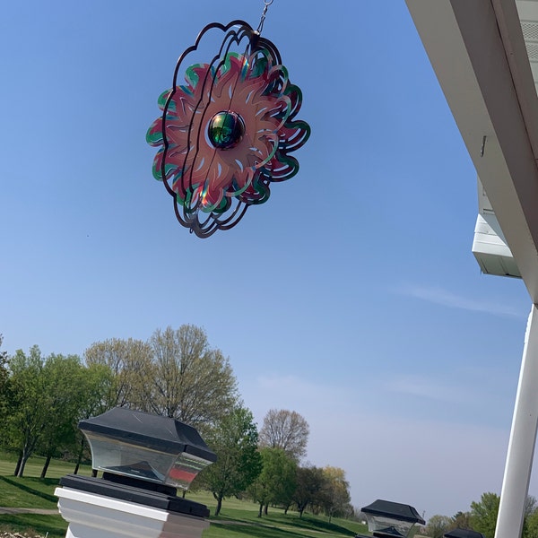 Kinetic Spiral Crystal Ball Wind Spinner, Crystal Glass Orb Pendant ...