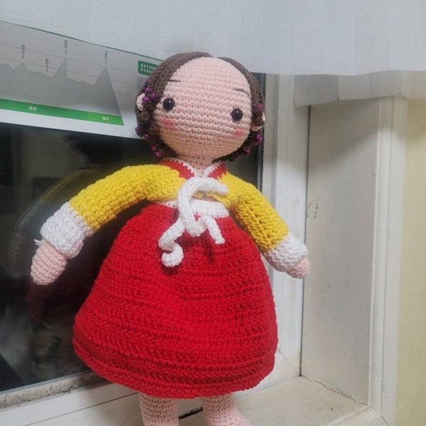 Crochet Korean Girl Pattern, Amigurumi Doll Pattern, HANA the Drummer ...