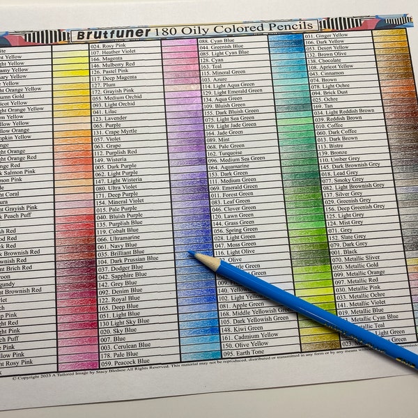 Crayola 150 Colored Pencil Color Swatch Chart - Etsy