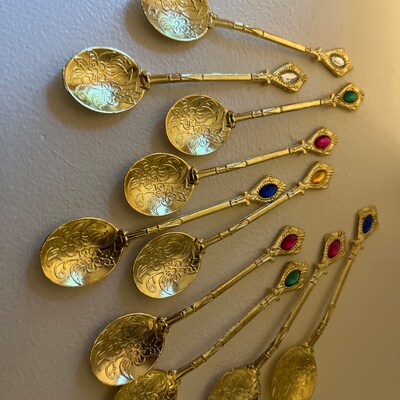 Set of 12 Gold Tea Spoon Turkish Ottoman Antique Style - Etsy