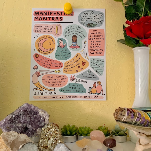 Manifesting Mantras Art Print - Manifest Art Artwork Wall Decor Zen Den ...
