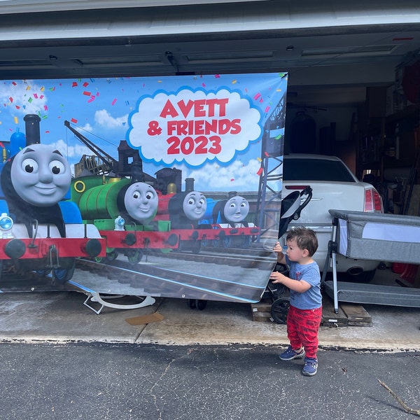 Kids Train Birthday Backdrop, Custom Theme, Personalized Birthday ...