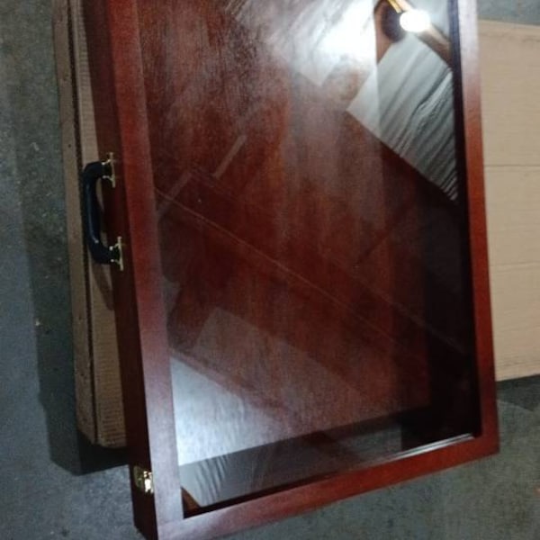 Gun Display Case, Display Case for Guns, Cherry Finish, Rifle Display ...