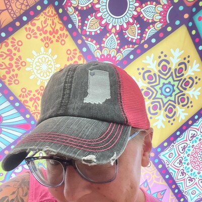 State Hat Distressed Women's Trucker Personalized State Embroidered Cap ...