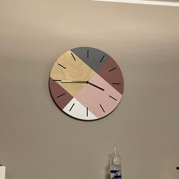 Scandi Wall Clock With Pastel Colors Minimalist Wooden Clock Pale ...