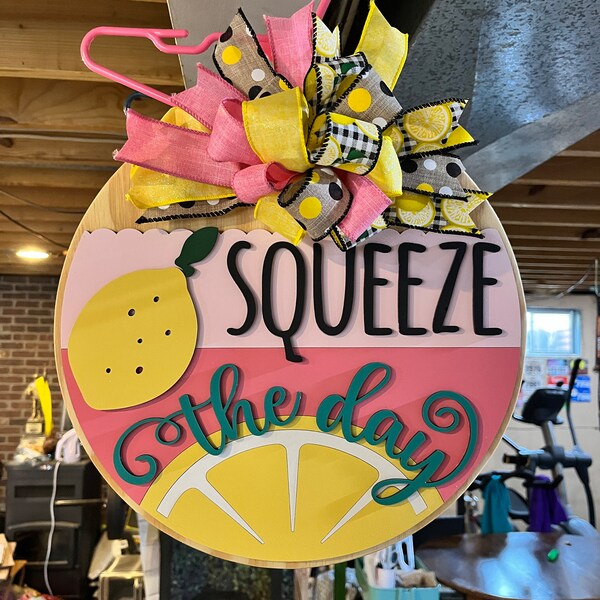 Squeeze the Day Lemon Sign, Digital Download, Round Door Hanger Svg ...