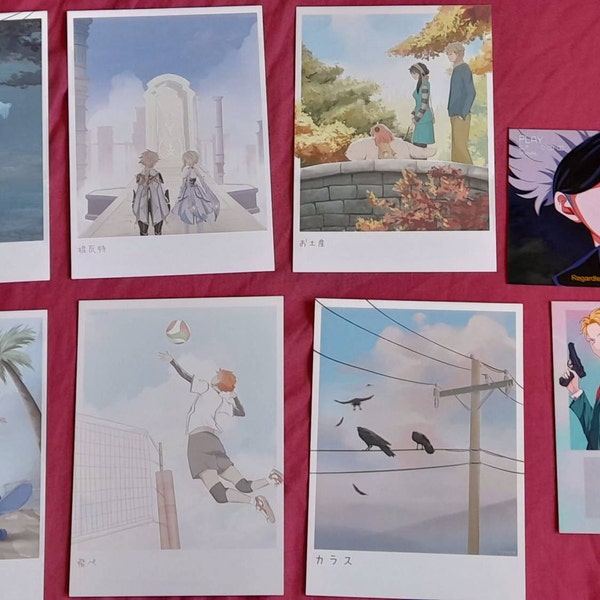 Aesthetic Anime Postcard Prints: Anime Prints, Minimalist Art Prints - Etsy