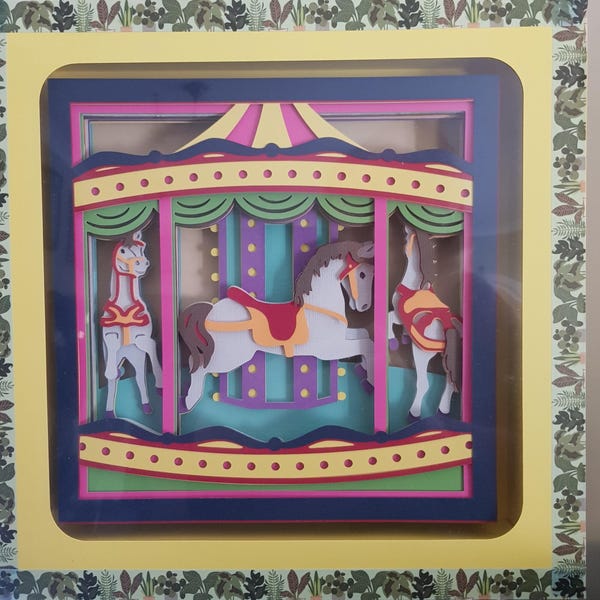 3D CAROUSEL SVG - CARNIVAL Shadow Box Svg -layered Cardstock Svg - for ...