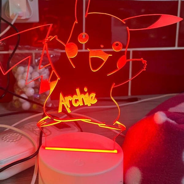 Personalised Pikachu Pokermon 3d Led Night Lights - Etsy UK