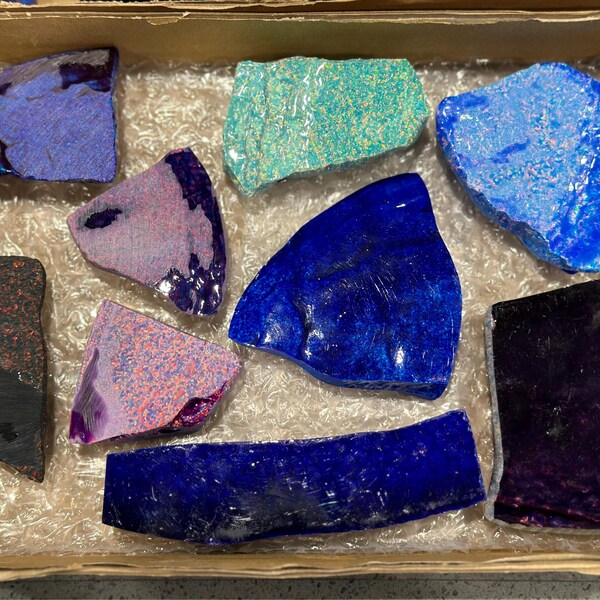 Bello Opal 79g OP38 Purple Lab Grown Created Synthetic Opal Rough Block ...