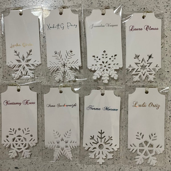 Snowflake Gift Tags SVG Bundle, Gift Tags SVG, Decorative Gift Tags SVG ...