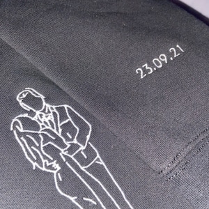 Personalised Cuff Embroidered Hoodie Custom Text Matching Sweatshirt ...