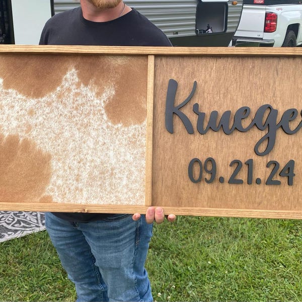 Cowhide Home Decor, Western Style Sign, Cowhide Round Sign, Western ...