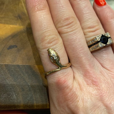 Victorian Diamond and Pearl Navette Ring 9K Two-tone Ring - Etsy