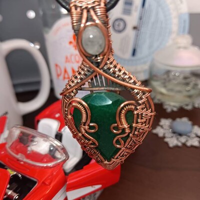 Red Flash Labradorite Gemstone Pendant Copper Wire Wrapped Pendant ...