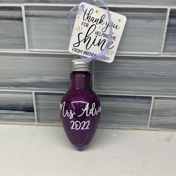 Teacher Light Bulb Shaped Ornament | Personalized Christmas Ornament ...