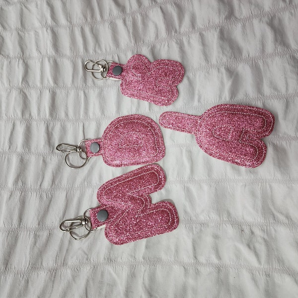 Puffy Foam Key Fob Snap Tab Rounded Monogram Alphabet Letters A-Z ...