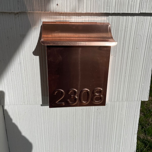 Flush Mount Copper Mailbox With House Numbers - Etsy