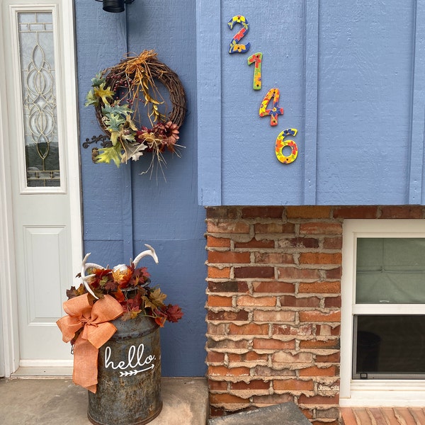 Handmade Ceramic House Numbers With Floral Design. Custom Floral ...