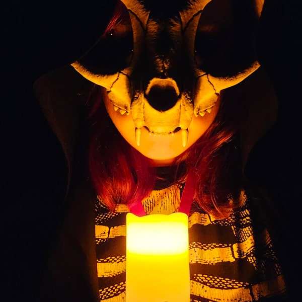 Toony Cat Feline Bone Skull Mask Movable Moving Hinge Jaw 3D Printed ...