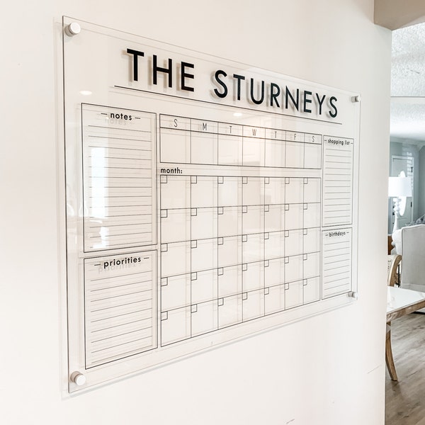 Personalized Acrylic Command Center, Dry Erase Weekly + Monthly + to Do ...