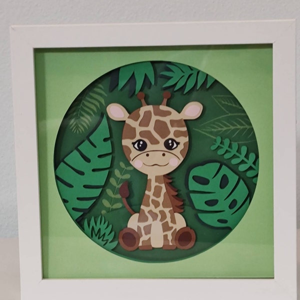 Giraffe Jungle Shadow Box Svg, 3d Giraffe Svg, Giraffe Svg, Shadow Box ...