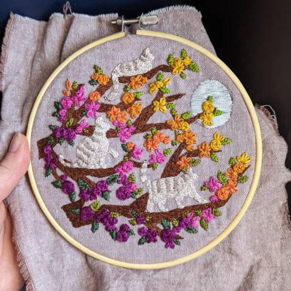 Black Cats Hand Embroidery Pattern "catwalk", Fall Fiber Craft PDF ...