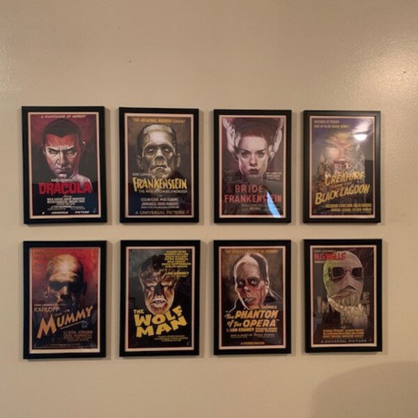 Universal Monsters Poster Set – Classic Horror Movie Icons Art Prints ...