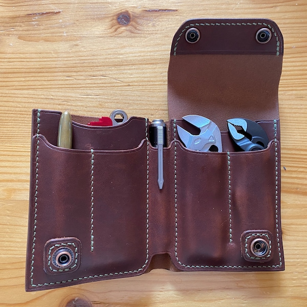 Tool Wallet V1 EDC Small Handmade Leather Free Laser Engraving. Hand ...