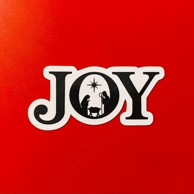 Holiday Clipart: Black Word joy in Fancy Letters With Baby Jesus Manger ...