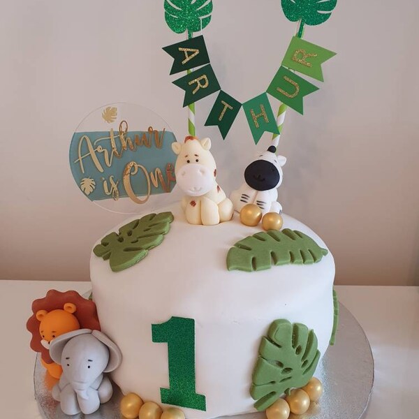 Custom Jungle Cake Topper, Personalised Jungle Cake Bunting ...