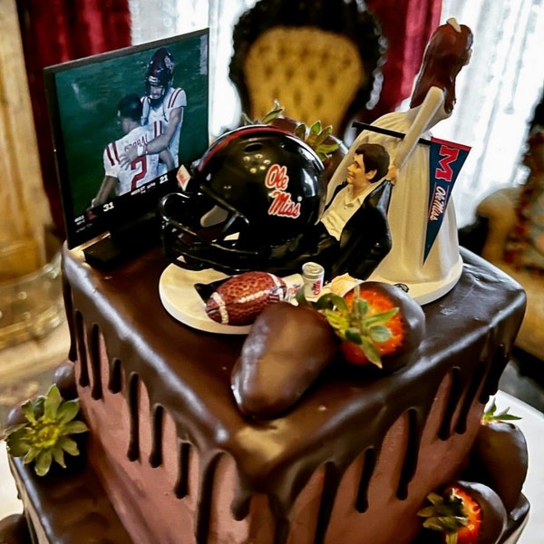 Football Game Denver Broncos HELMET Funny Wedding Cake Topper Bride and ...