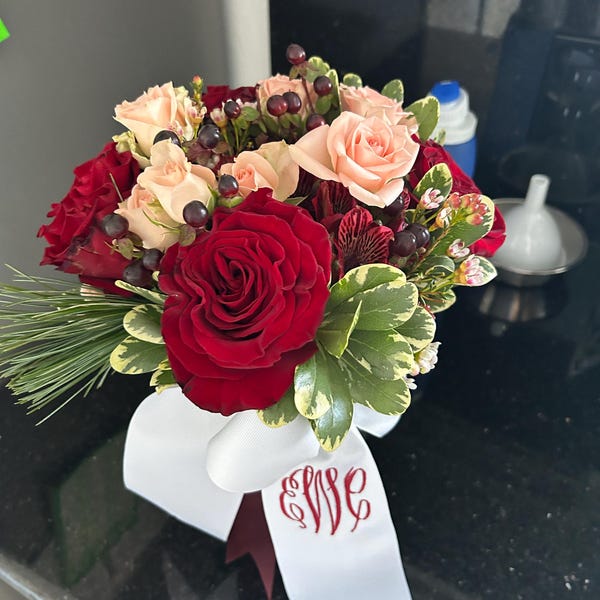 Custom Monogrammed Bouquet Ribbon (3" Wide Grosgrain), Bridal Bouquet ...