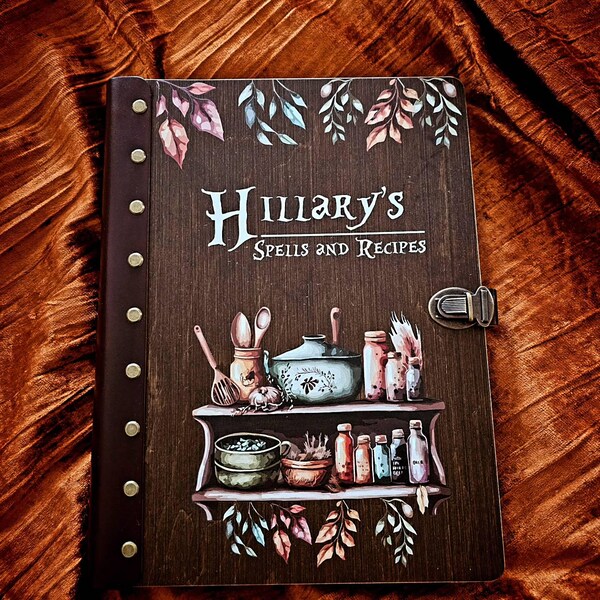 Personalized Halloween Recipe Book Wooden Recipe Binder Witch Recipe ...