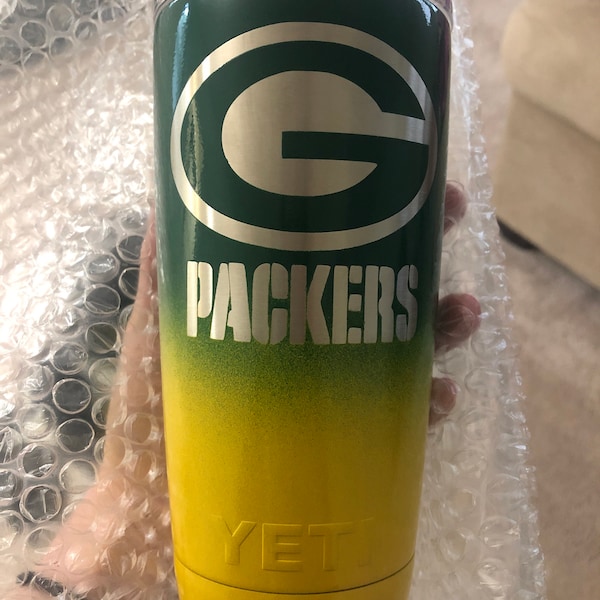 Green Bay Packers Powdercoated Yeti Tumbler, Free Personilization! - Etsy