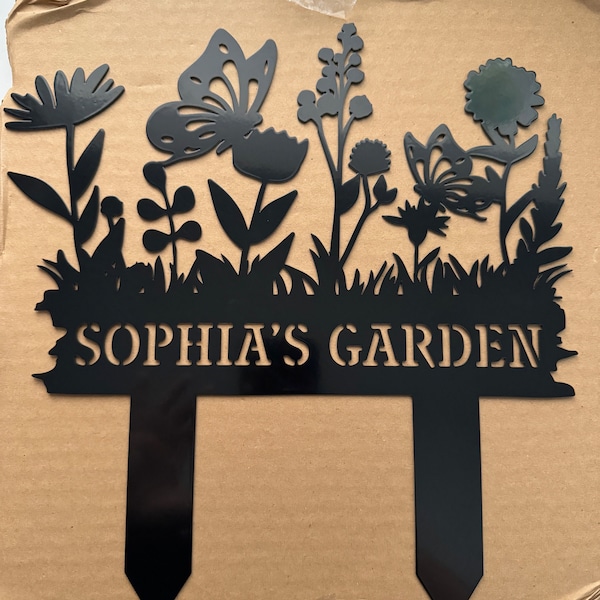 Personalized Garden Metal Sign With Stakes, Flower Decor - Etsy