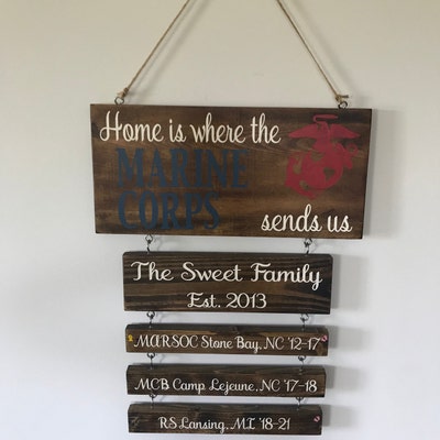 USMC Home is Where the Marine Corps Sends Us Military Duty Station Sign ...