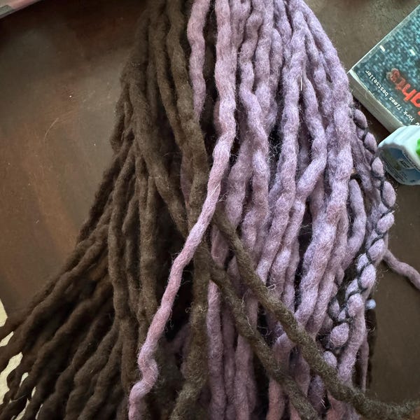 SET No. 137 , Choose Length Wool Dreads Merino Extensions Eggplant ...