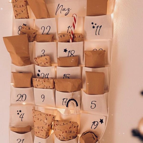 Personalized Advent Calendar for Children, Large | 24 Pockets to Fill ...