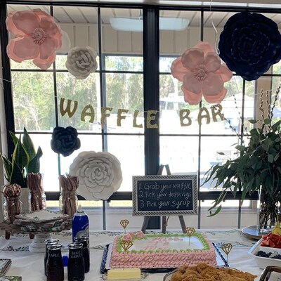 Waffle Bar Banner, Glitter Waffle Bar Sign, Waffle Station Decorations ...