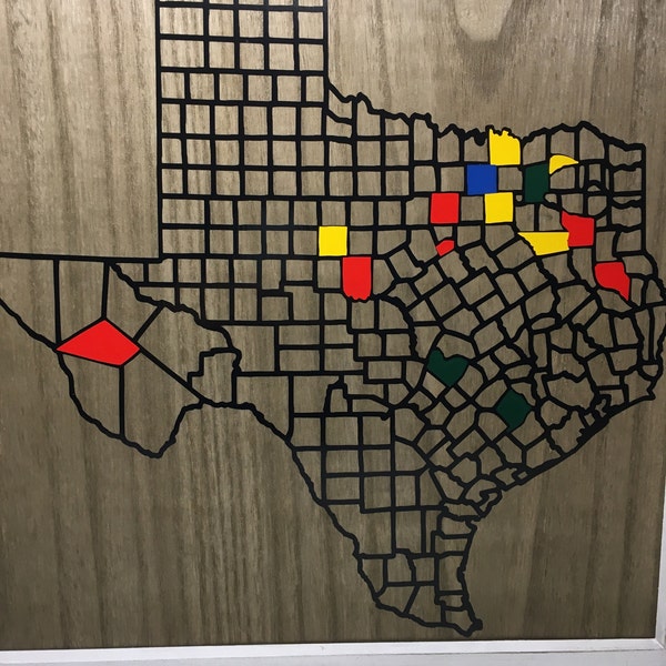 Texas County Map Adventure Tracker - Mini and Large Decal Maps - Etsy