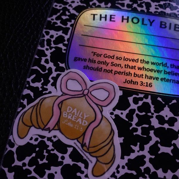 Daily Bread Croissant With Bow Sticker | Bible | Faith Stickers | God ...