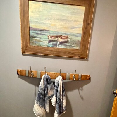 Banded Wine Barrel Coat Rack With Classic Nickel Hooks, Choice of ...