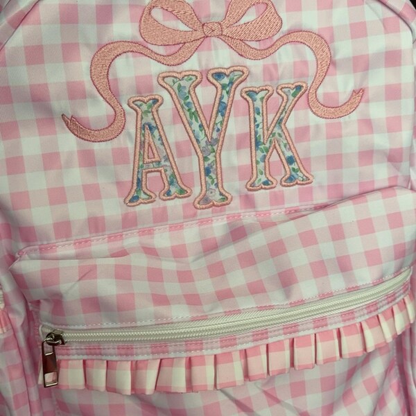 Monogrammed Seersucker Backpack, Personalized Child's Backpack ...
