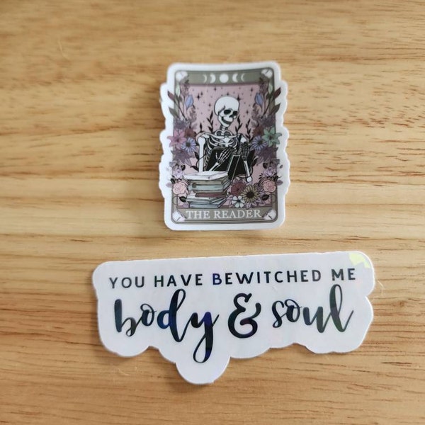 Holographic Reader Tarot Card Sticker Spooky Books Skeleton Sticker for ...
