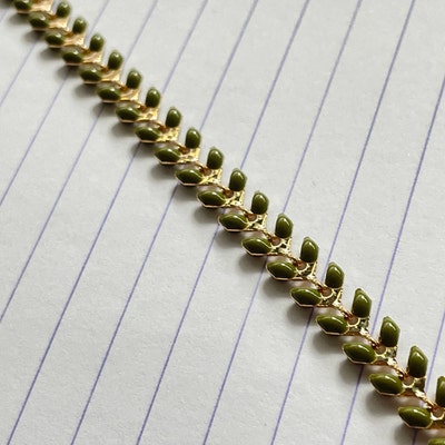 Gold Plated Brass Enamel Chevron Chain 6.3mm, Herringbone Flat Arrow ...