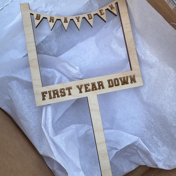 First Year Down Cake Topper, 1 Year Down, Football Cake Topper, 1st ...