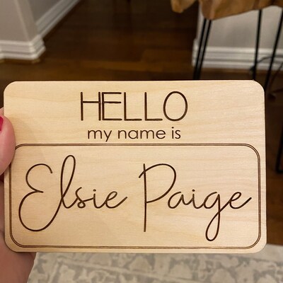 Hello My Name is Baby Name Sign Birth Announcement Sign Wood Sign Baby ...