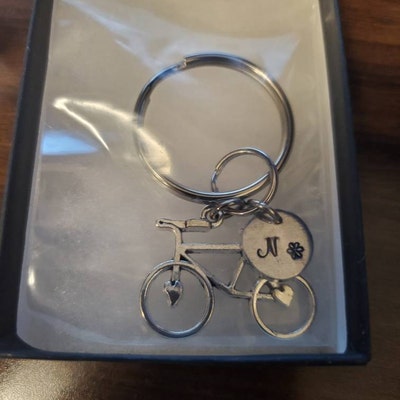 BICYCLE BIKE KEYCHAIN Personalized With Initial Charm Bike Keychain ...